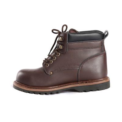 China Brown Full Grain Cow Leather Upper Unisex Goodyear Anti Slip Safety Shoes for sale