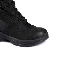 China Black Deep Color High Cut PU Outsole Air Mesh Lining Unisex Oxford Fabric Upper Safety Shoes for sale