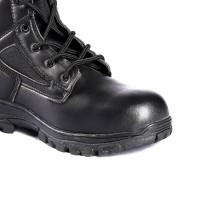 China Fashion Black High Cut Safety Shoes Split Cow Leather And Oxford Fabric Upper PU Outsole for sale