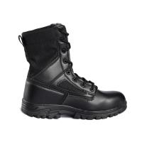 China Fashion Black High Cut Safety Shoes Split Cow Leather And Oxford Fabric Upper PU Outsole for sale
