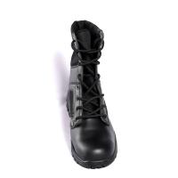 China Fashion Black High Cut Safety Shoes Split Cow Leather And Oxford Fabric Upper PU Outsole for sale
