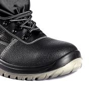 China Steel Toe Work Footwear PU Sole Embossed Cow Leather Mesh Upper Leatest Safety Shoes for sale