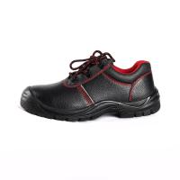 China Embossed Cow Leather PU Sole Black Footwear Lace up Closure Worker Safety Shoes for sale