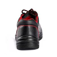 China Embossed Cow Leather PU Sole Black Footwear Lace up Closure Worker Safety Shoes for sale