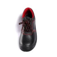 China Embossed Cow Leather PU Sole Black Footwear Lace up Closure Worker Safety Shoes for sale