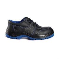 China Black Embossed Cow Leather Footwear Steel Toe Lace up Closure Security Safety Shoes for sale