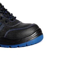 China Black Embossed Cow Leather Footwear Steel Toe Lace up Closure Security Safety Shoes for sale