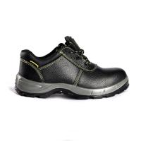 China Black Steel Toe Leather Mesh Footwear Lace up / Slip Resistant PU Sole Men's Safety Shoes for sale