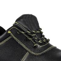 China Black Steel Toe Leather Mesh Footwear Lace up / Slip Resistant PU Sole Men's Safety Shoes for sale