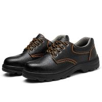 China Gaomi Shengjie Low Top Black Embossed Leather Work Shoes Steel Toe Anti Smash Puncture Proof Safety Shoes for sale
