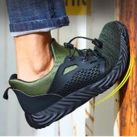 China Shengjie Fly Knit Upper Steel Toe Lightweight Durable Rubber Outsole Anti Puncture Anti Slip Safety Shoes for sale