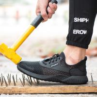 China Shengjie Sports Men'S Shoes Fly Woven Fabric Rubber Sole Anti Smash Steel Toe Anti Puncture Plus Kevlar Safety Shoes for sale