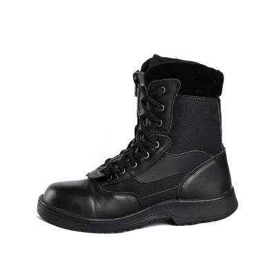 China Waterproof Steel Toe Footwear Anti Slip PU Sole Lace Up Work Boots Black Color Man Safety Shoes for sale