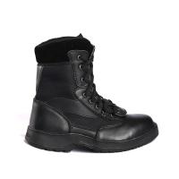 China Waterproof Steel Toe Footwear Anti Slip PU Sole Lace Up Work Boots Black Color Man Safety Shoes for sale