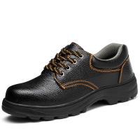 China Gaomi Shengjie Low Top Black Embossed Leather Work Shoes Steel Toe Anti Smash Puncture Proof Safety Shoes for sale