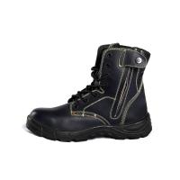 China Anti Slip  Brand Safety Shoes Nubuck Cow Leather Steel Toe Lace Up Shock Absorbing Sole Black Color for sale