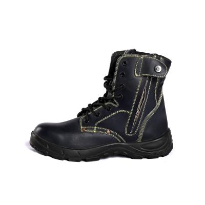 China Anti Slip  Brand Safety Shoes Nubuck Cow Leather Steel Toe Lace Up Shock Absorbing Sole Black Color for sale