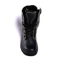China Anti Slip  Brand Safety Shoes Nubuck Cow Leather Steel Toe Lace Up Shock Absorbing Sole Black Color for sale