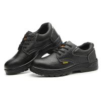 China Shengjie embossed cow leather upper material and rubber outsole material quality steel toe steel plate safety shoes for sale