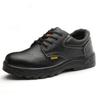 China Shengjie embossed cow leather upper material and rubber outsole material quality steel toe steel plate safety shoes for sale