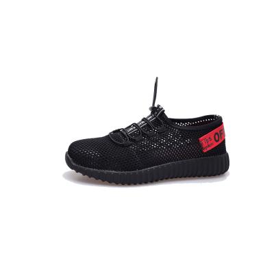 China Shengjie Lightweight Fly Knit Fabric Slip On Work Shoes Men Black Anti-Smash Steel Toe Kevlar Safety Shoes for sale