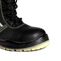 China Shock Absorbing Split Cow Leather Oxford High Cut Steel Toe Boots Lace Up Safety Shoes for sale