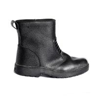 China High Cut Safety Shoes PU Sole Ultimate Comfort Black Leather Fabric Upper Men'S Safety Shoes for sale