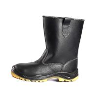 China Steel Toe Lace Up Cut Black Split Cow Leather Anti Slip Protection Brand Safety Shoes for sale