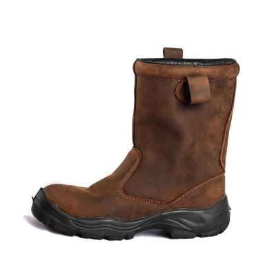 China Shock Absorbing Cut Brown Steel Toe Protection Anti Slip PU Sole Safety Shoes for sale