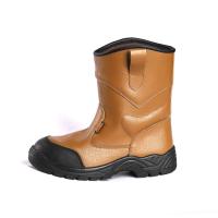 China Yellow Color  Lace up Anti Slip Cut Steel Toe Split Cow Leather PU Sole Safety Shoes for sale