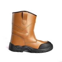China Yellow Color  Lace up Anti Slip Cut Steel Toe Split Cow Leather PU Sole Safety Shoes for sale
