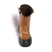 China Yellow Color  Lace up Anti Slip Cut Steel Toe Split Cow Leather PU Sole Safety Shoes for sale