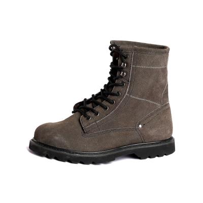 China Split Cow Leather Fabric Steel Toe Cap Shock Absorbing Cut PU Sole Men'S Safety Shoes for sale