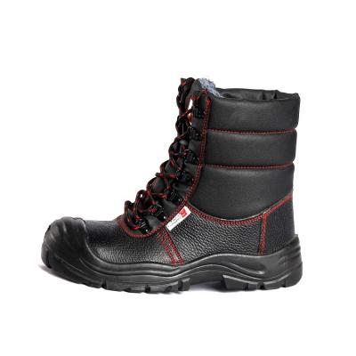 China Lace Up Black Split Cow Leather Upper Steel Toe Protection Winter Safety Shoes for sale