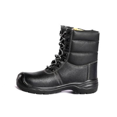 China Black Split Cow Leather Cut Steel Toe Lace Up Anti Slip Shock Absorbing Work Safety Shoes for sale