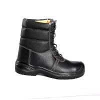 China Black Split Cow Leather Cut Steel Toe Lace Up Anti Slip Shock Absorbing Work Safety Shoes for sale