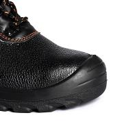 China Black Leather Cut Steel Toe Protection Anti Slip Function Action Safety Shoes Shock Proof for sale