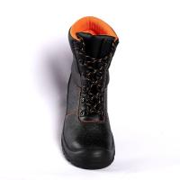 China Black Leather Cut Steel Toe Protection Anti Slip Function Action Safety Shoes Shock Proof for sale