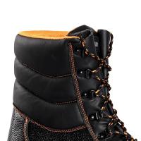 China Black Leather Cut Steel Toe Protection Anti Slip Function Action Safety Shoes Shock Proof for sale