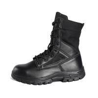 China Steel Toe Fabric Black High Cut PU Sole Lace Up Closure Safetoe Safety Shoes for sale