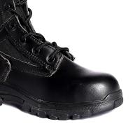 China Steel Toe Fabric Black High Cut PU Sole Lace Up Closure Safetoe Safety Shoes for sale