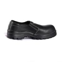 China Black Embossed Cow Leatehr Lace up Steel Toe Puncture Slip Resistant Mesh Boot Safety Shoes for sale