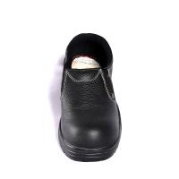 China Black Embossed Cow Leatehr Lace up Steel Toe Puncture Slip Resistant Mesh Boot Safety Shoes for sale