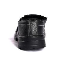 China Black Embossed Cow Leatehr Lace up Steel Toe Puncture Slip Resistant Mesh Boot Safety Shoes for sale