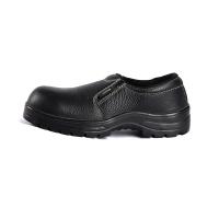China Black Embossed Cow Leatehr Lace up Steel Toe Puncture Slip Resistant Mesh Boot Safety Shoes for sale