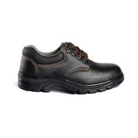 China Black Embossed Cow Leather Slip Puncture Resistance Steel Insole PU Sole Safety Shoes for sale