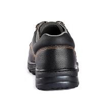 China Black Embossed Cow Leather Slip Puncture Resistance Steel Insole PU Sole Safety Shoes for sale