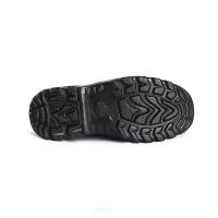 China Black Embossed Cow Leather Slip Puncture Resistance Steel Insole PU Sole Safety Shoes for sale