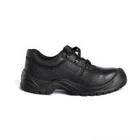 China Puncture Resistant Steel Toe Black Embossed Leather Mesh PU Lace up Work Safety Shoes for sale