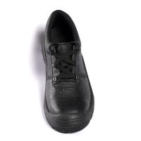 China Puncture Resistant Steel Toe Black Embossed Leather Mesh PU Lace up Work Safety Shoes for sale
